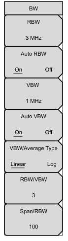 BW (Bandwidth) Menu